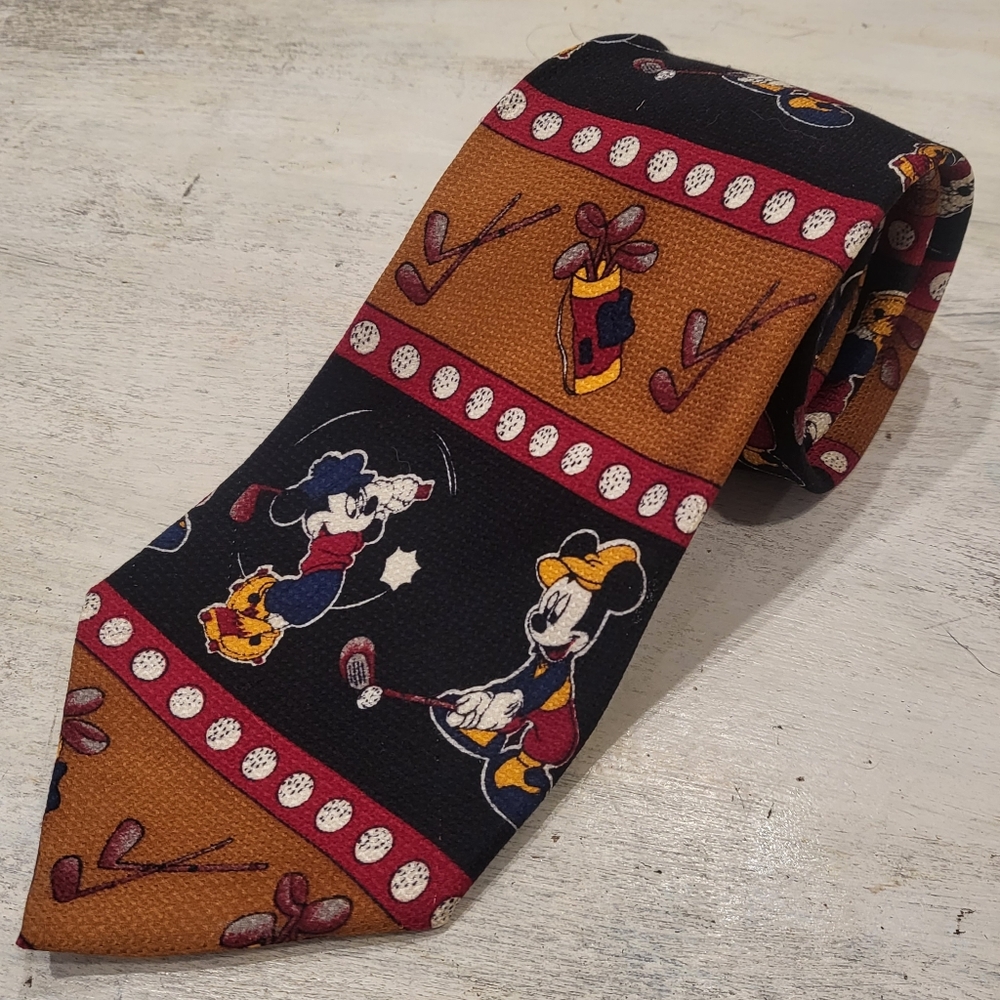 Vintage Atlas Design Mickey Mouse Silk Golf Tie - Mad… - Gem